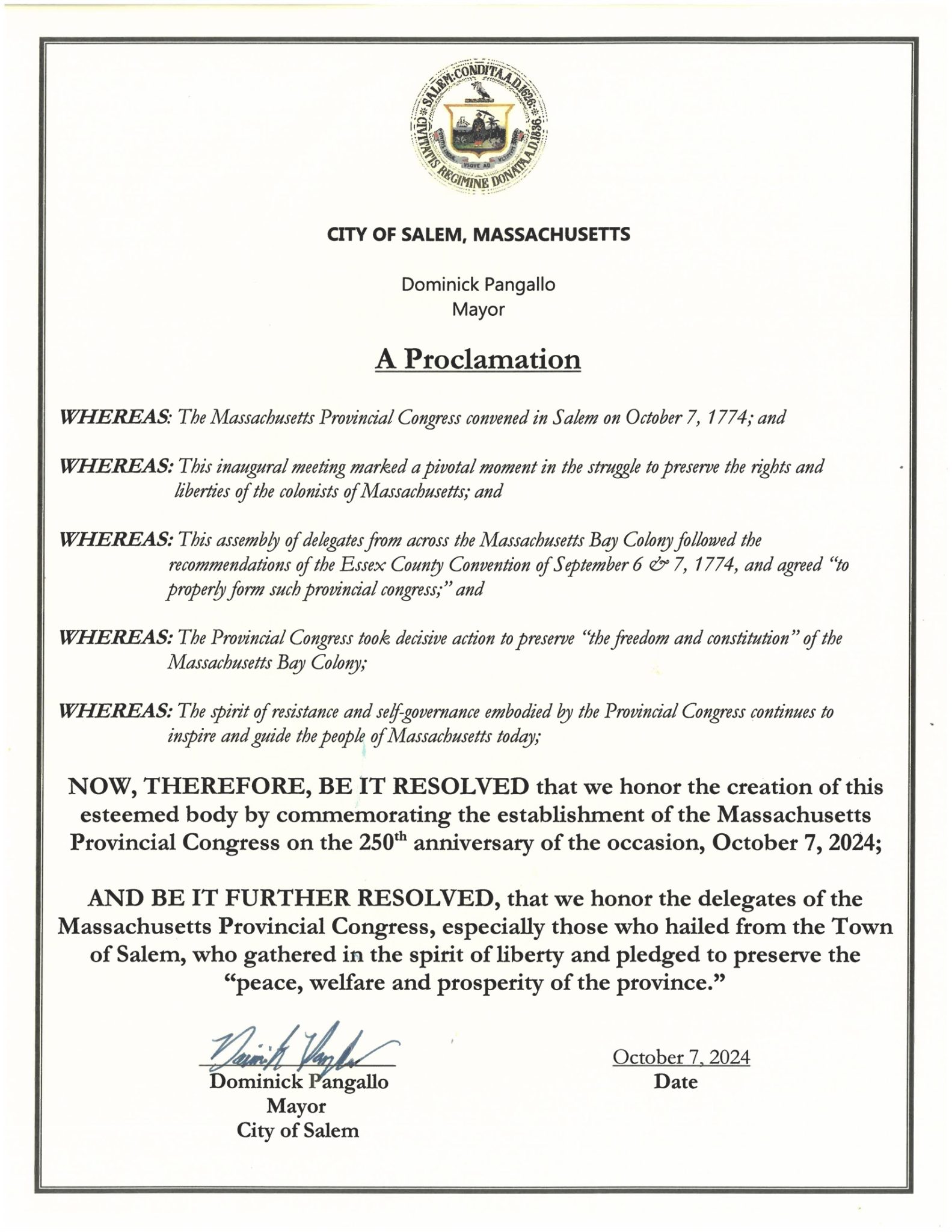 Massachusetts Provincial Congress 250 - Rev 250