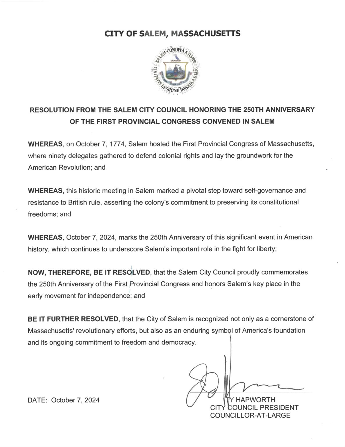 Massachusetts Provincial Congress 250 - Rev 250